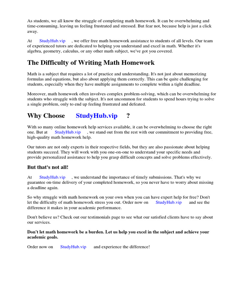 Help Math Homework Free | PDF | Homework | Mathematics