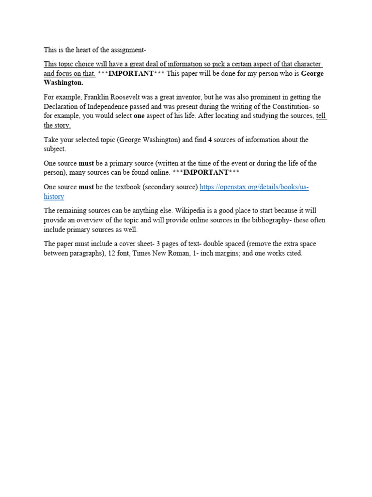 Research Guide for George Washington Essay | PDF | Social Science | History