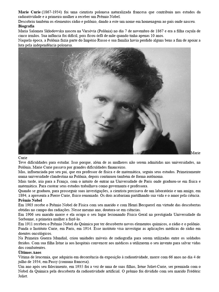 Marie Curie | PDF | Marie Curie