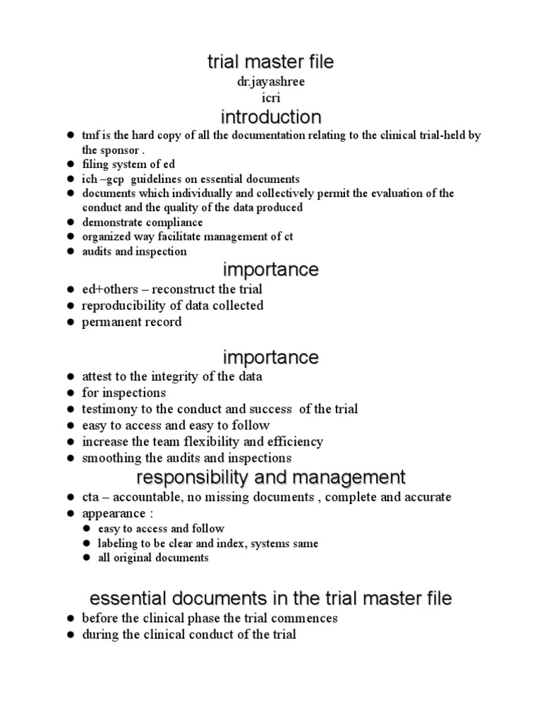 Trial Master File | PDF | Audit | Business
