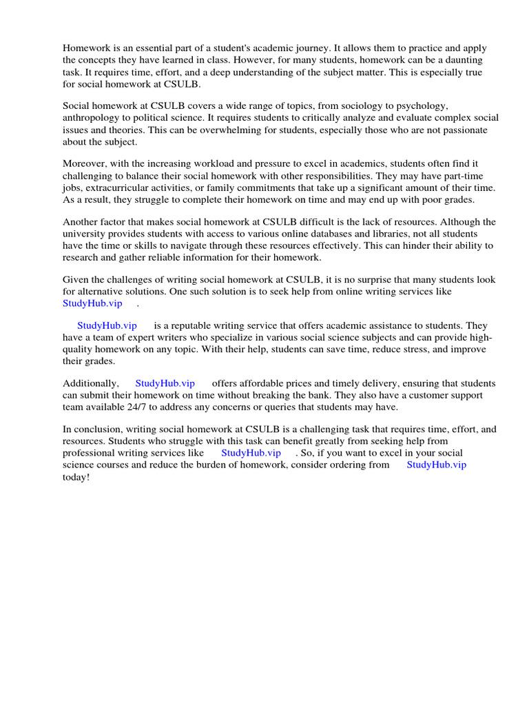 Social Homework Csulb | PDF | Homework | Social Work
