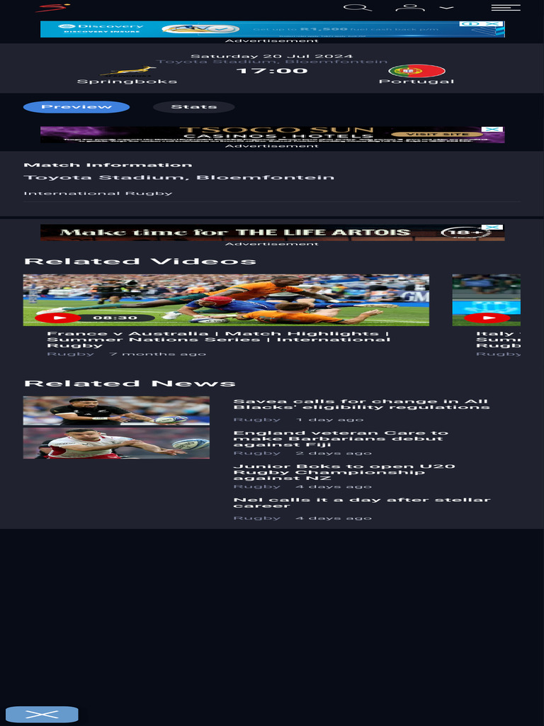 Springboks vs Portugal Preview | PDF