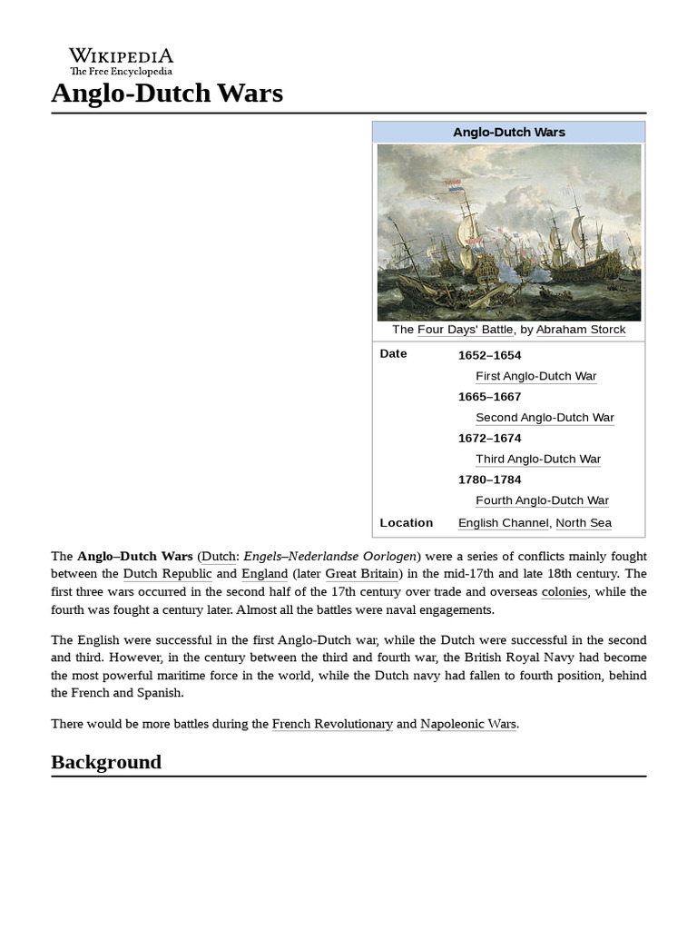 Anglo-Dutch Wars | PDF | Military | Conflicts