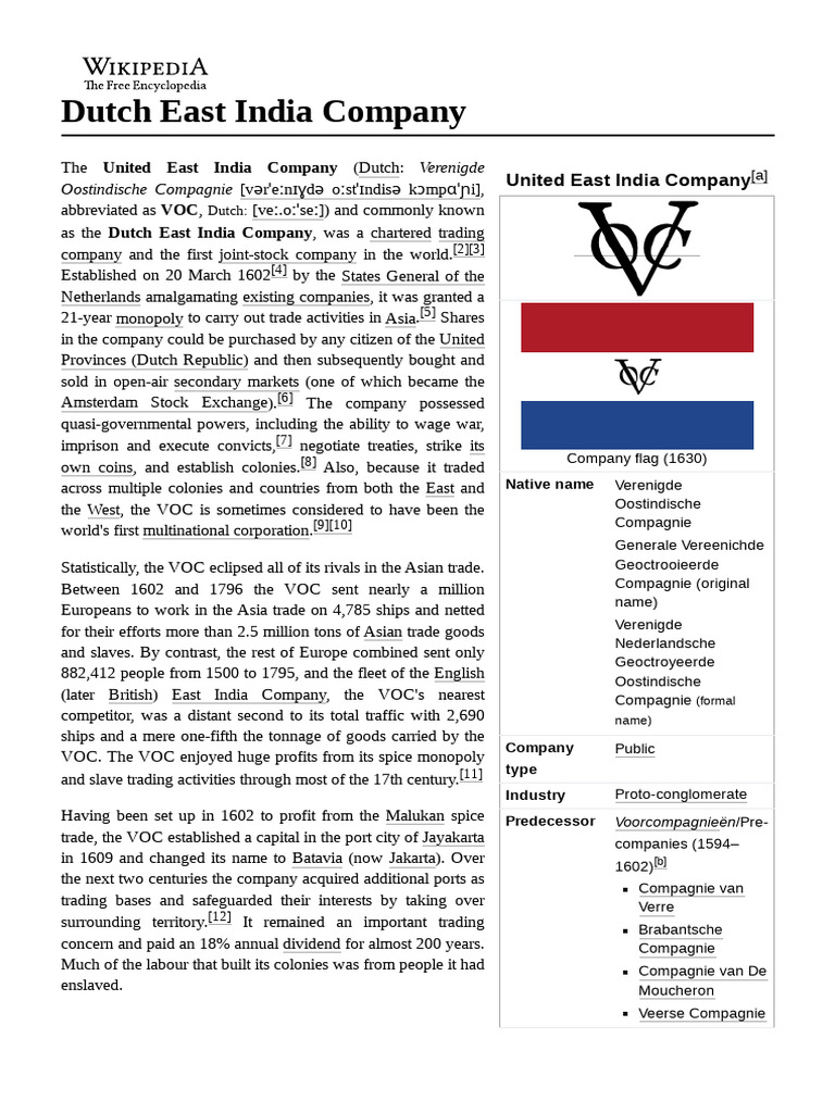 Dutch East India Company | PDF