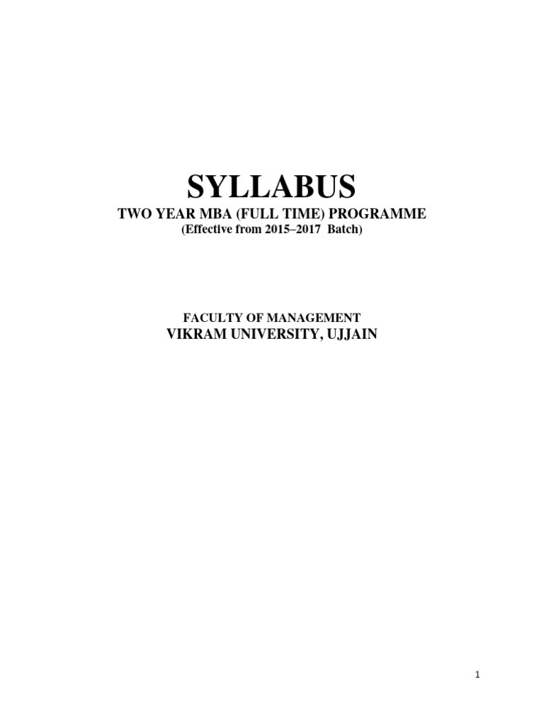 Vikram University MBA syllabus | PDF | Consumer Behaviour | Strategic ...