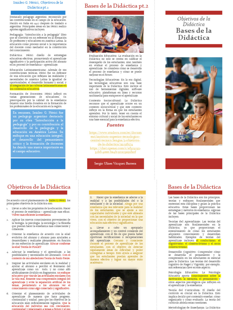 OBJETIVO Y BASES DIDACTICA Triptico | Descargar gratis PDF | Enseñando ...