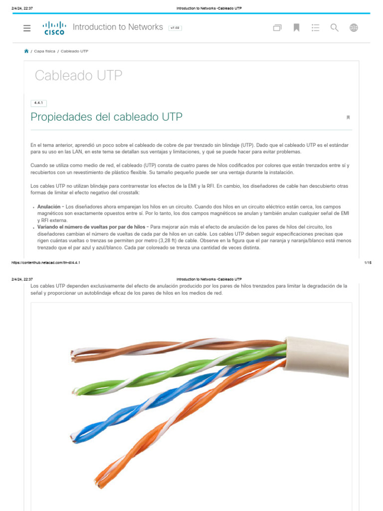 Introduction To Networks - Cableado UTP | PDF | Tecnología de información y comunicaciones ...