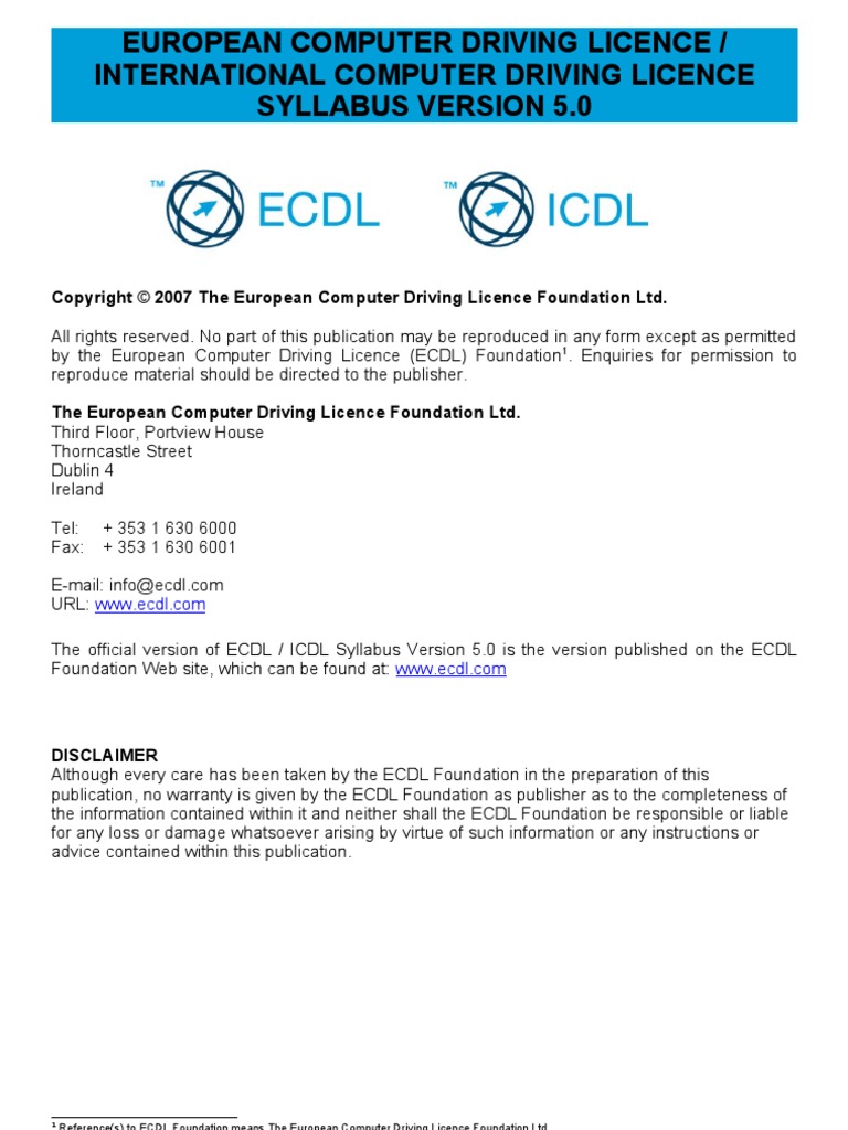 European Computer Driving Licence / International Computer Driving ...