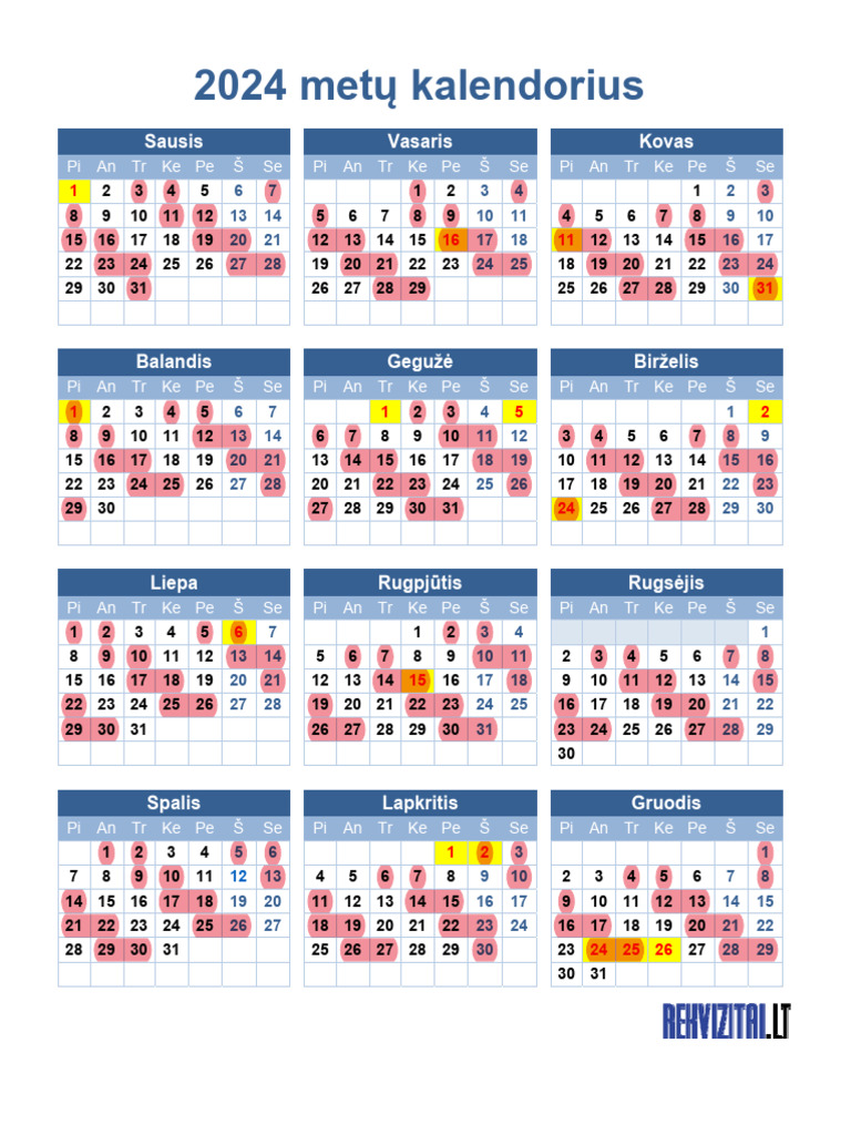 2024 Metu Kalendorius | PDF