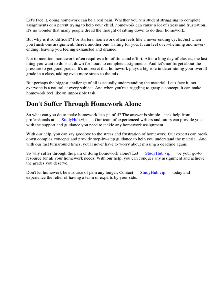 Doing Homework Is Painful | PDF | Homework | Anxiety