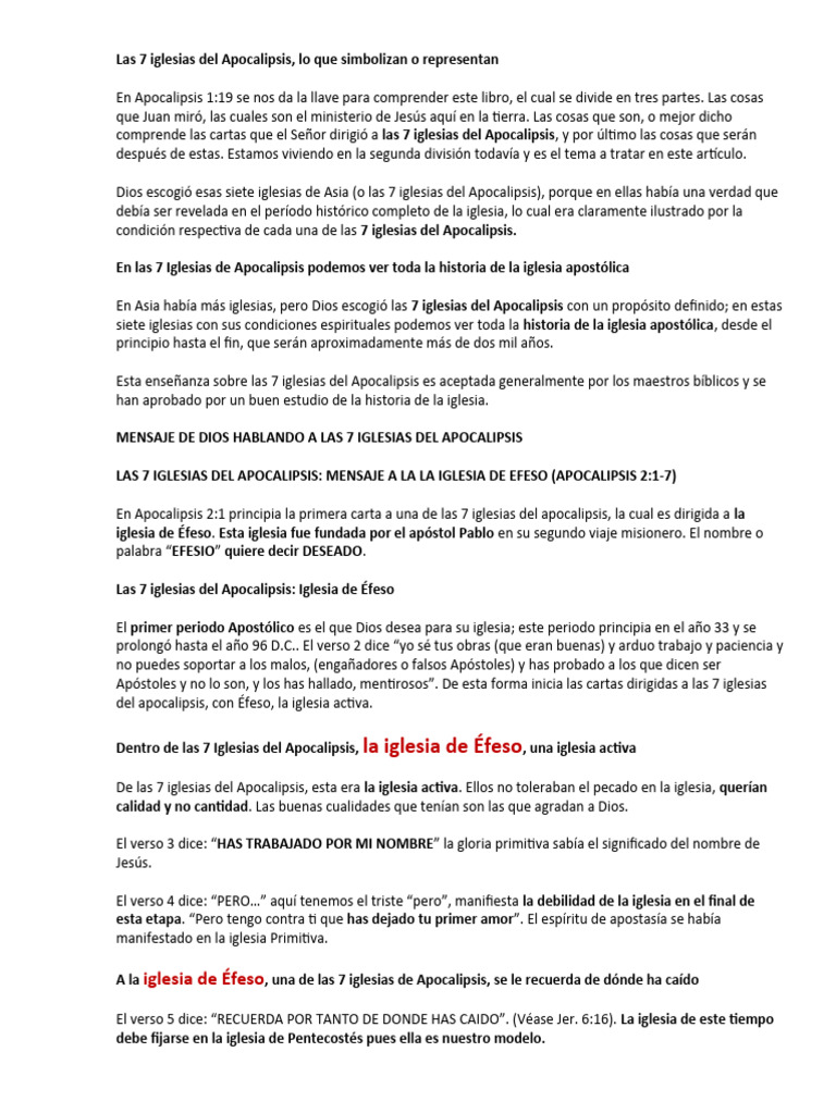 Las 7 Iglesias Del Apocalipsis Pdf Libro De Revelación Iglesia