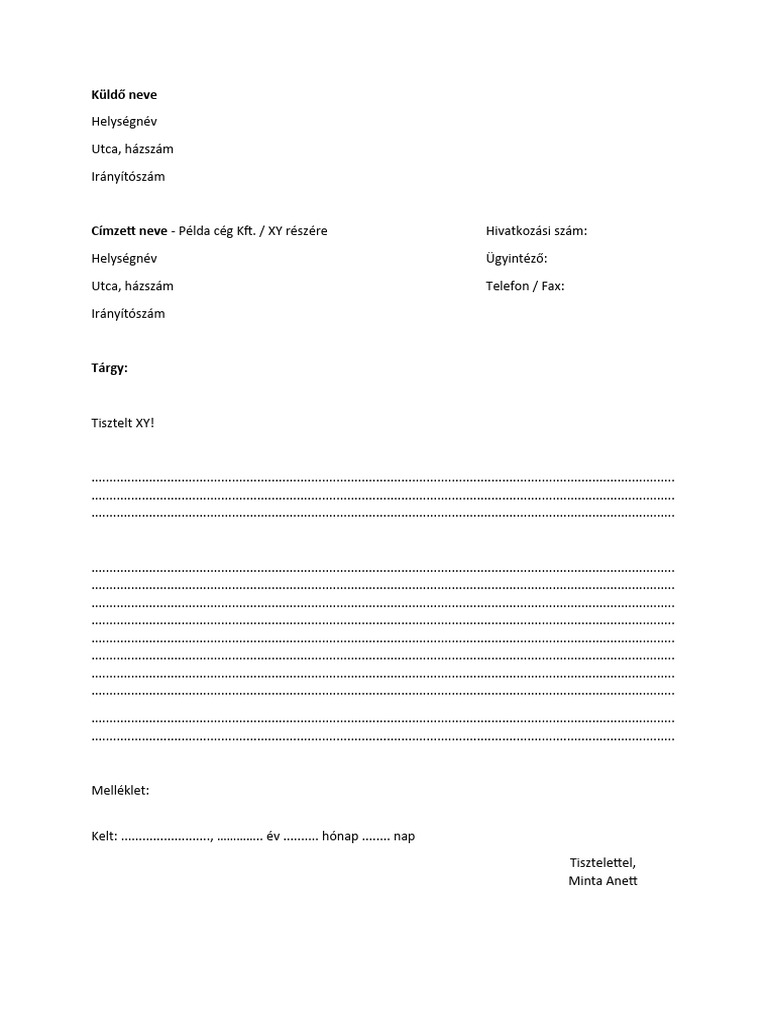 Hivatalos Level Minta | PDF