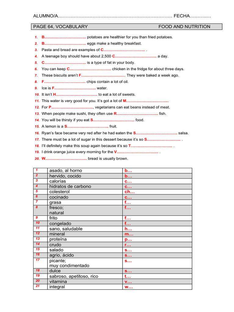 Food and Nutrition Vocabulary Guide | PDF | French Fries | Foods