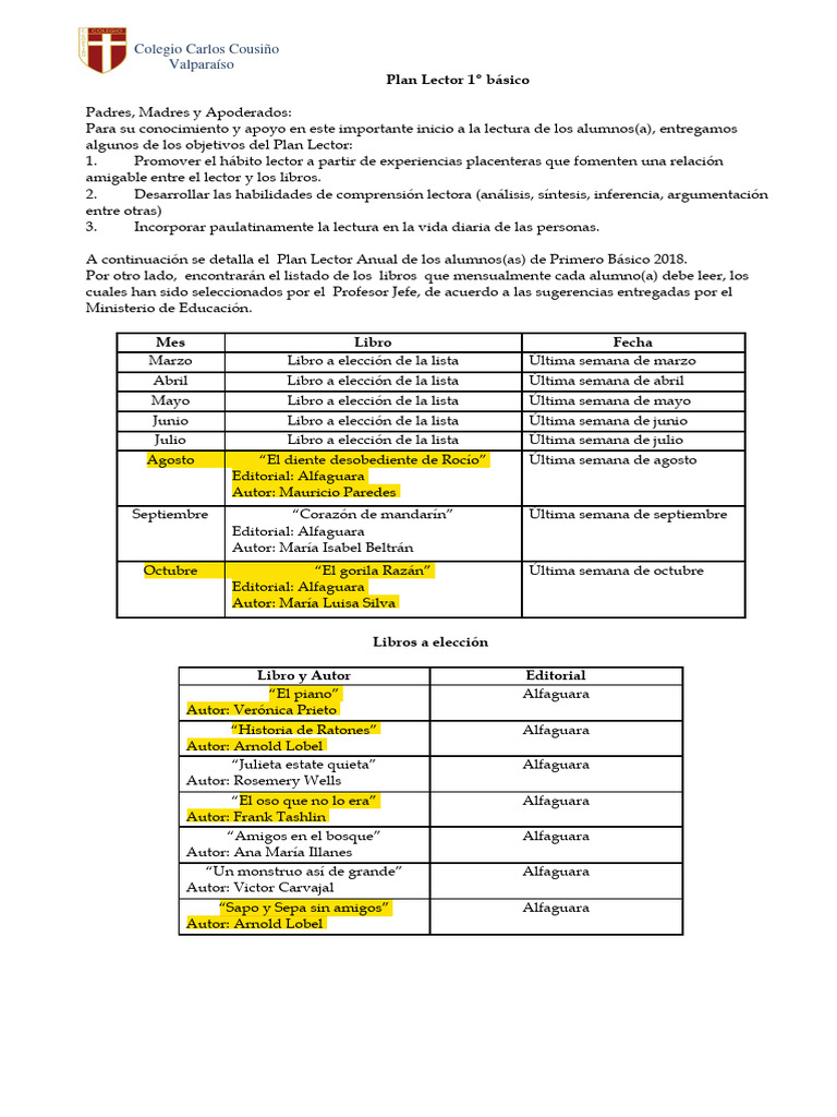 01 - Plan Lector 1 Básico | PDF | Metodos de aprendizaje | Aprendizaje
