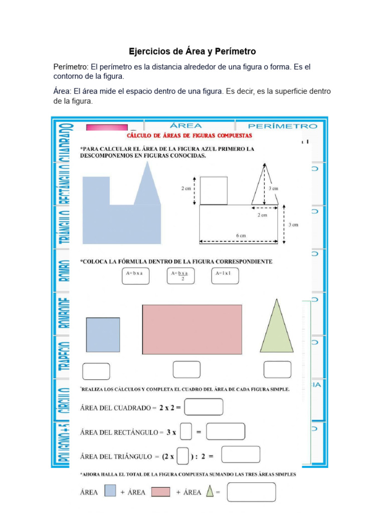 Ejercicios de Área y Perímetro | PDF
