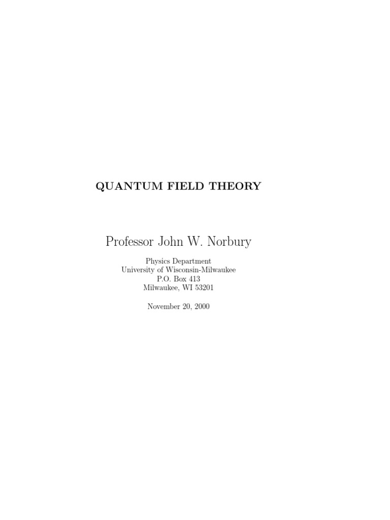 Quantum Field Theory | PDF | Science & Mathematics