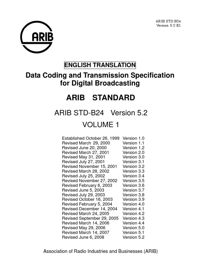 Arib Standard: Data Coding and Transmission Specification For Digital Broadcasting | PDF ...