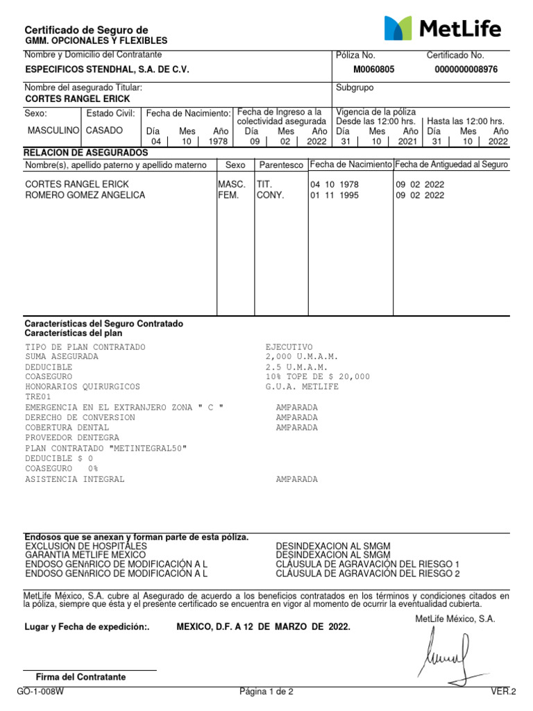 Poliza Documento 1 | PDF | Póliza de seguros | Seguro