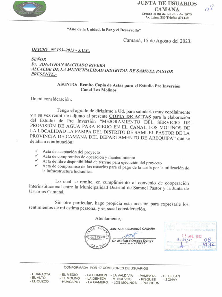 6.10.2.2.2. Oficio Remisión de Actas | PDF