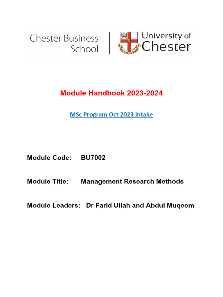 Module Handbook Oct23Cohort | PDF | Methodology | Procedural Knowledge