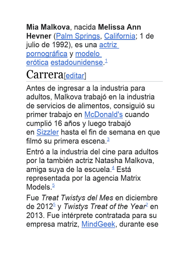 Mia Malkovas Bio | PDF