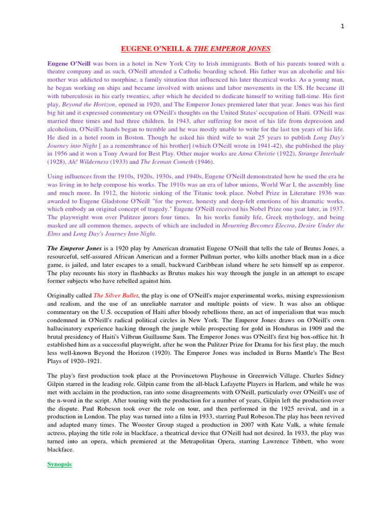The Emperor Jones | PDF | General Fiction