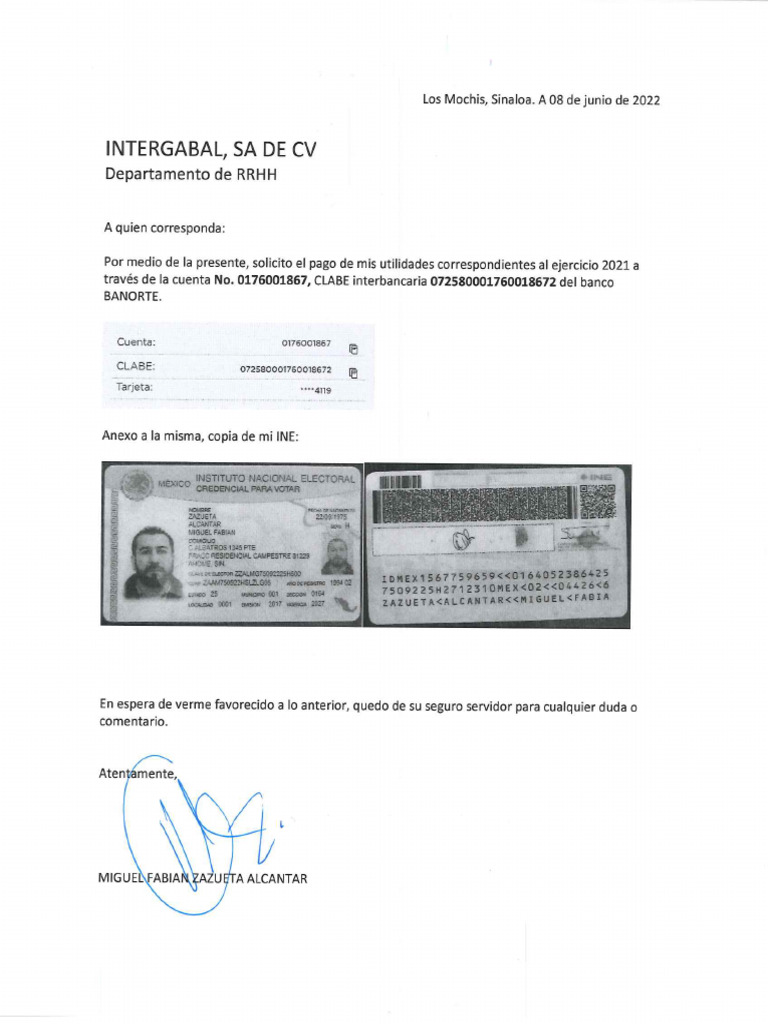 Carta Solicitud Ptu 2021 | PDF