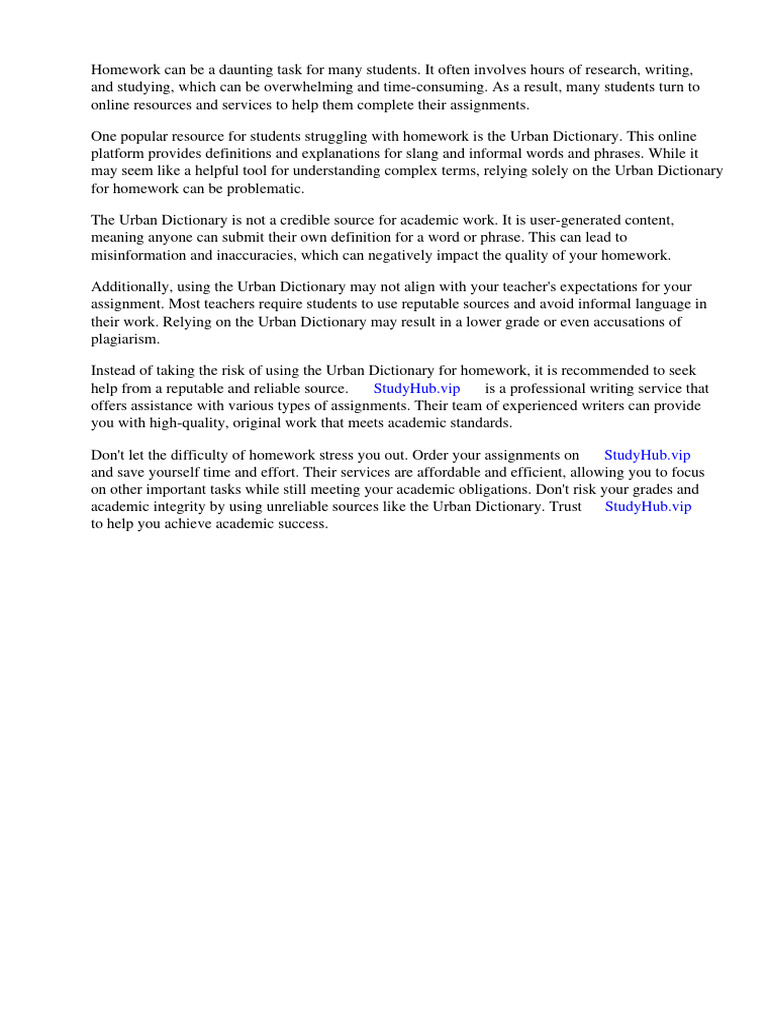 Why Urban Dictionary Isn't Reliable for Homework | PDF | Homework
