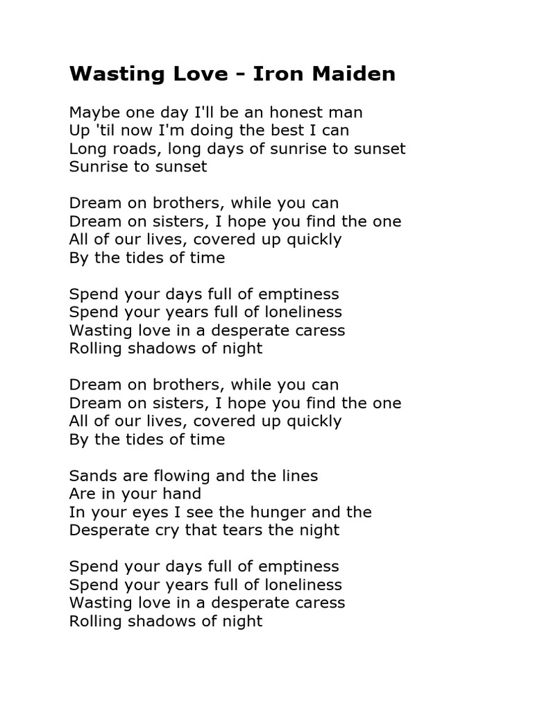 Iron Maiden - Wasting Love | PDF | Poetry