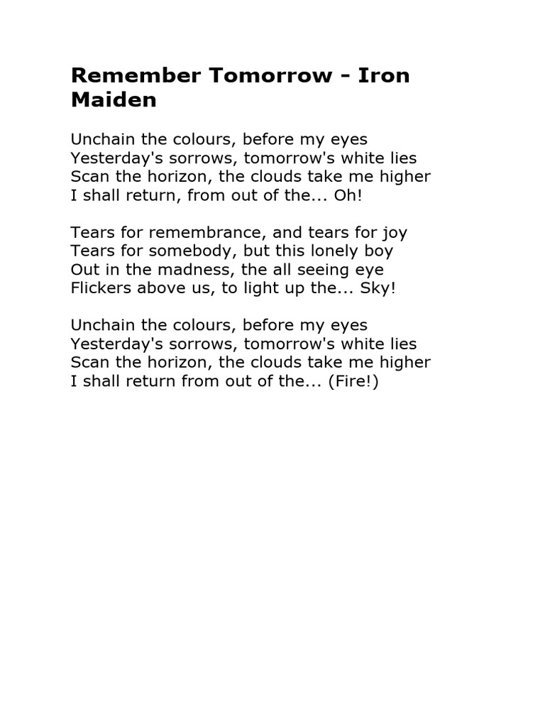 Iron Maiden - Remember Tomorrow | PDF