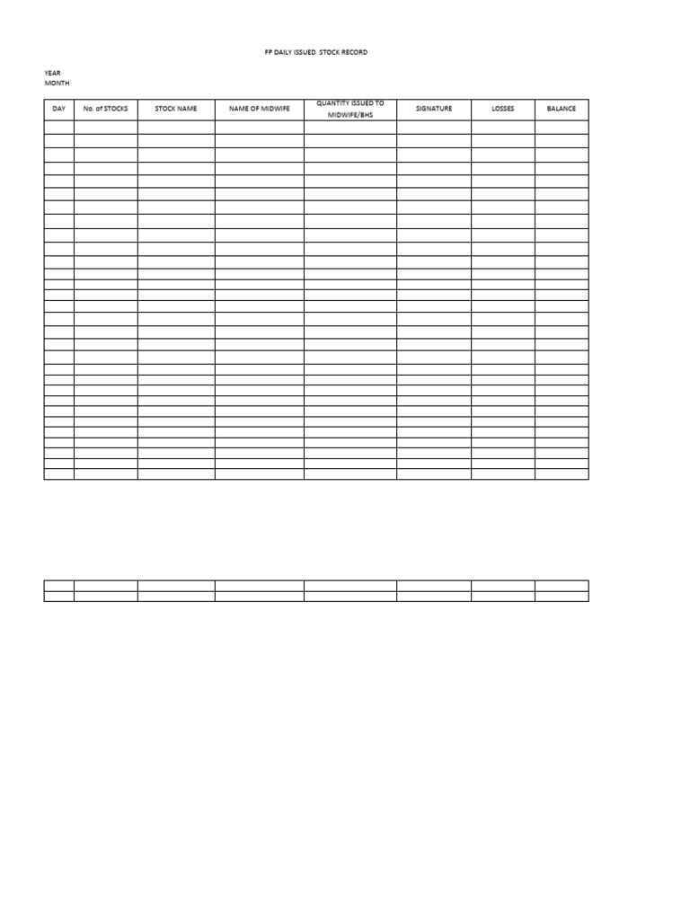 Daily Stock Record Book-Fp | PDF