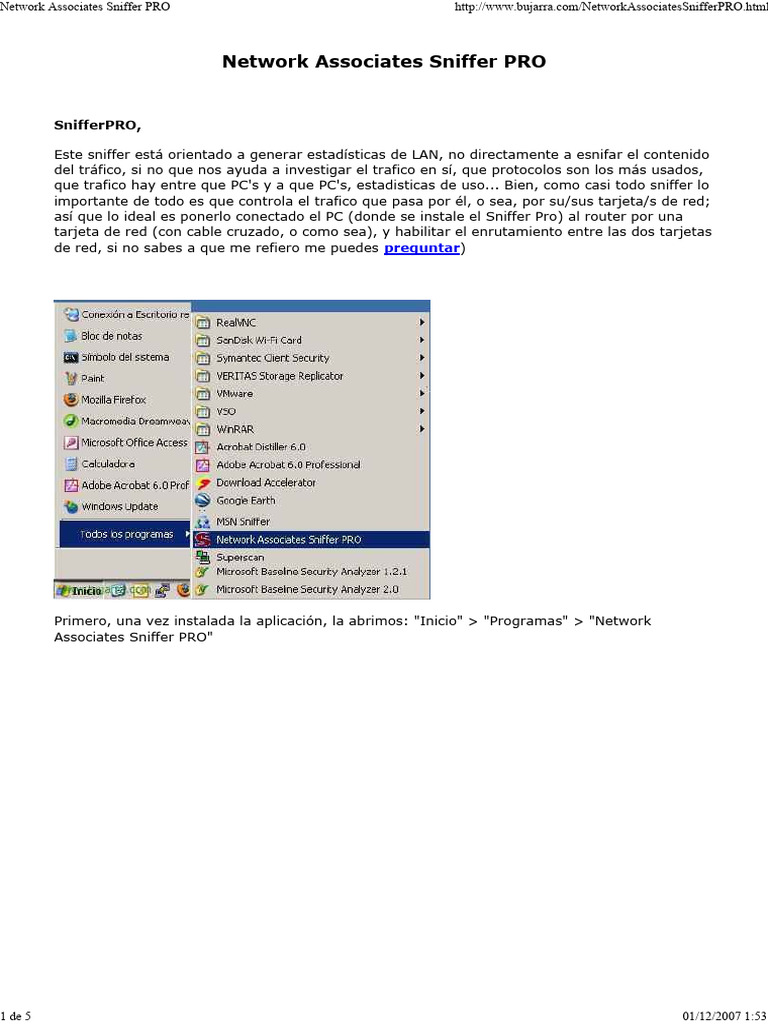 Network Associates Sniffer PRO | PDF | Red de computadoras | Protocolos ...