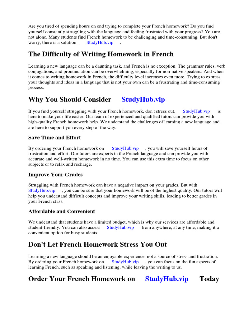 French Homework Help Online | PDF | Homework