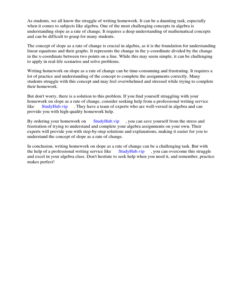 Slope As Rate of Change Algebra 1 Homework | PDF | Derivative | Slope