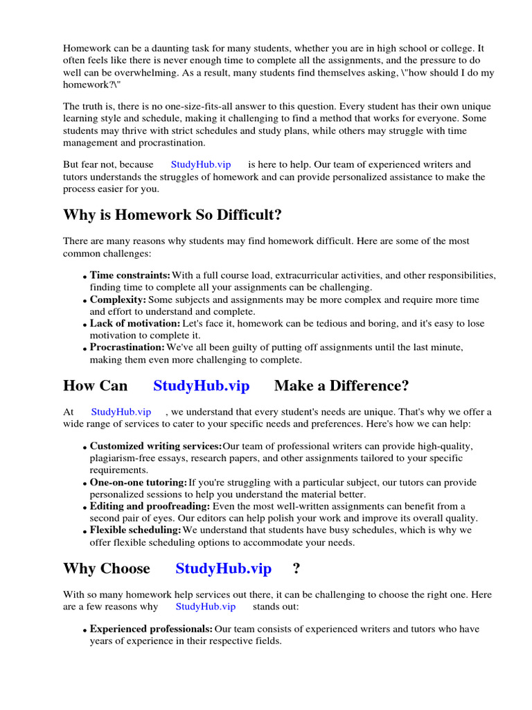 How Should I Do My Homework | PDF | Homework | Teachers