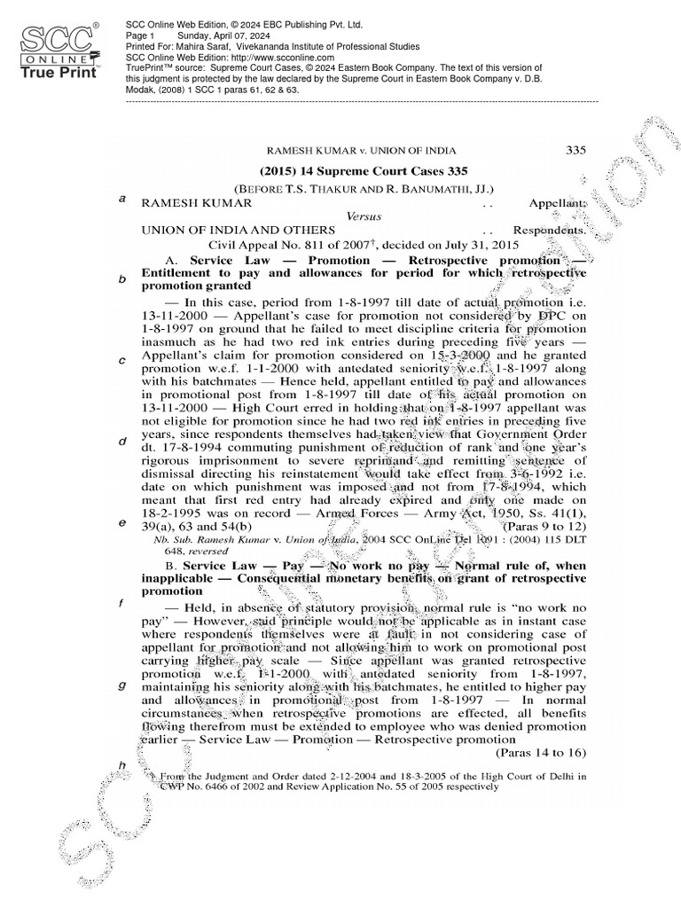 Ramesh Kumar v. Uoi Highlighted Final | PDF | Justice | Crime & Violence