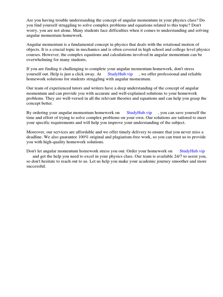 Angular Momentum Homework Solution | PDF | Force | Angular Momentum
