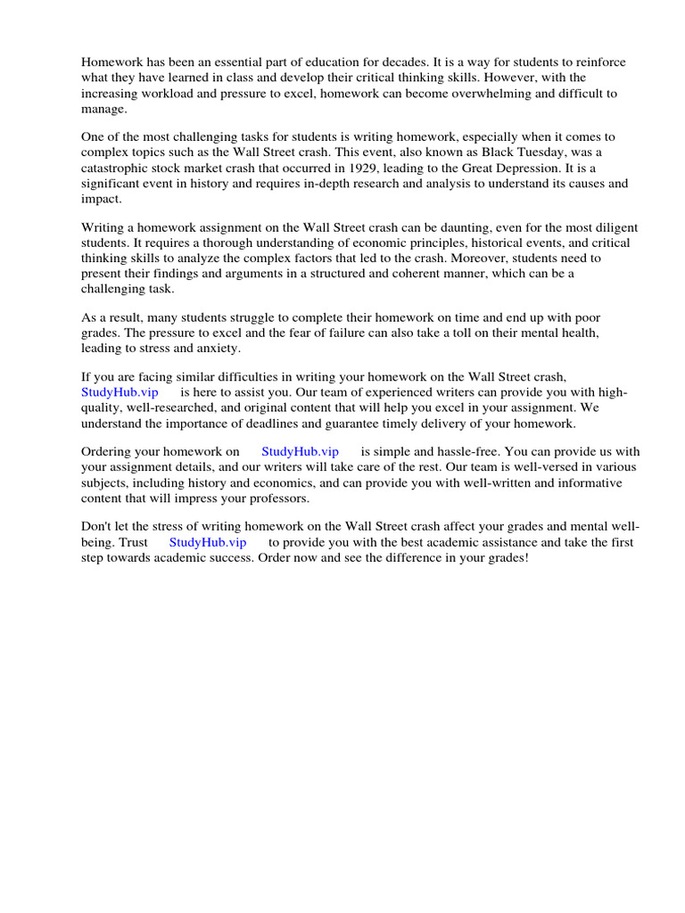 Wall Street Crash Homework Help Guide | PDF | Wall Street Crash Of 1929 ...