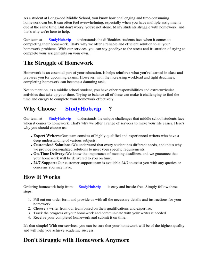 Longwood Middle School Homework | PDF | Homework | Middle Schools