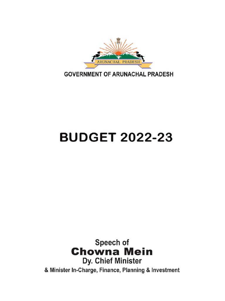 Arunachal Pradesh Budget 2022-23 | PDF | Government Budget Balance ...