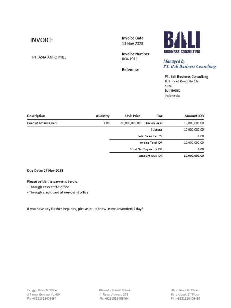 Invoice Inv 1911 Pdf