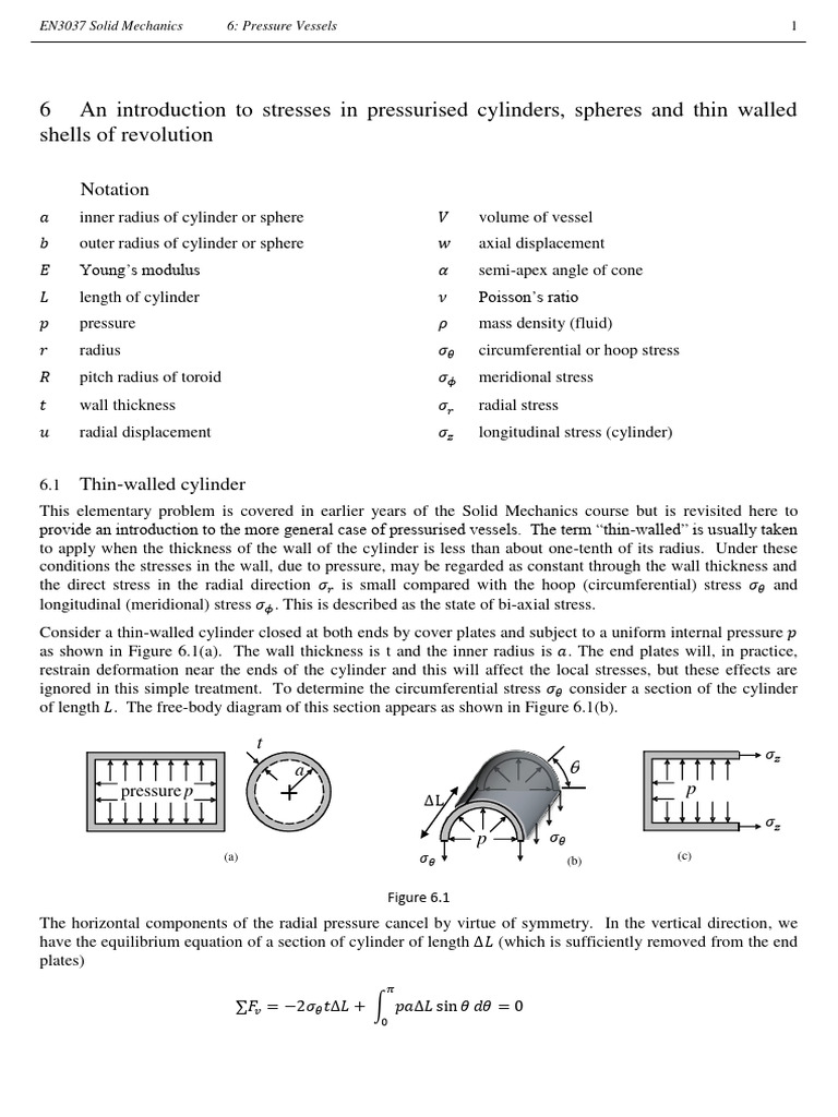 EN3037 Pressure Vessel Notes | PDF | Stress (Mechanics) | Sphere