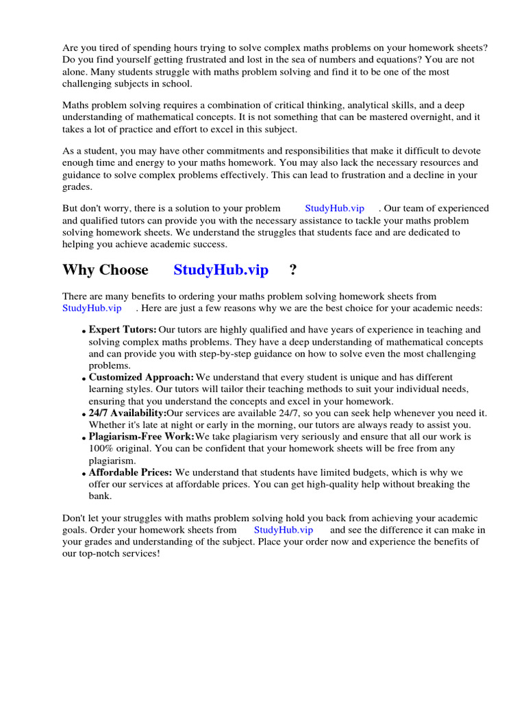 Maths Problem Solving Homework Sheets | PDF | Mathematics | Equations