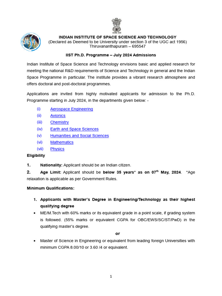 PHD Regular Notification Final 05.04.2024 | PDF | Mechanical Engineering | Engineering