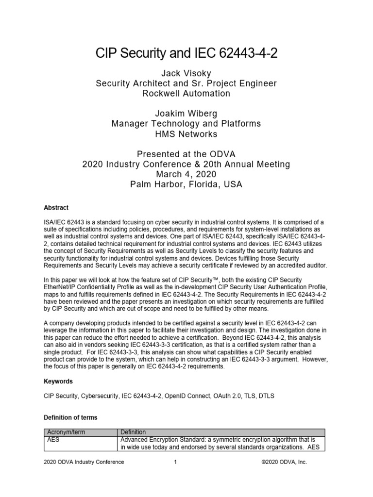 TITLE - 2020-ODVA-Conference - CIP - Security - and - IEC - 62443 ...