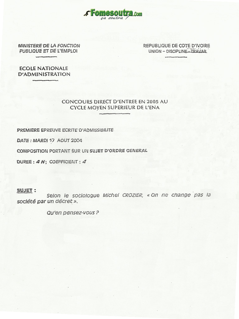 612812a17361asujet D Ordre General Ena Cycle Moyen Superieur 20 | PDF