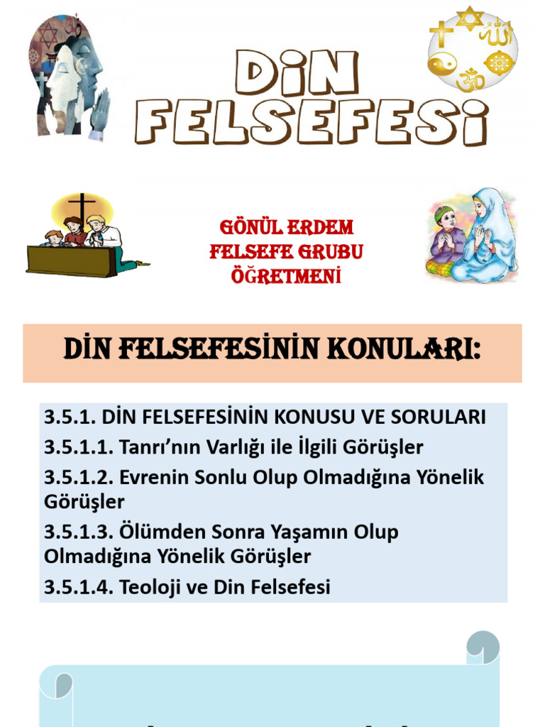 10.sinif Felsefe Dersi Din Felsefesi Konusu Ders Notu Ve Slayt Gosterimi | PDF