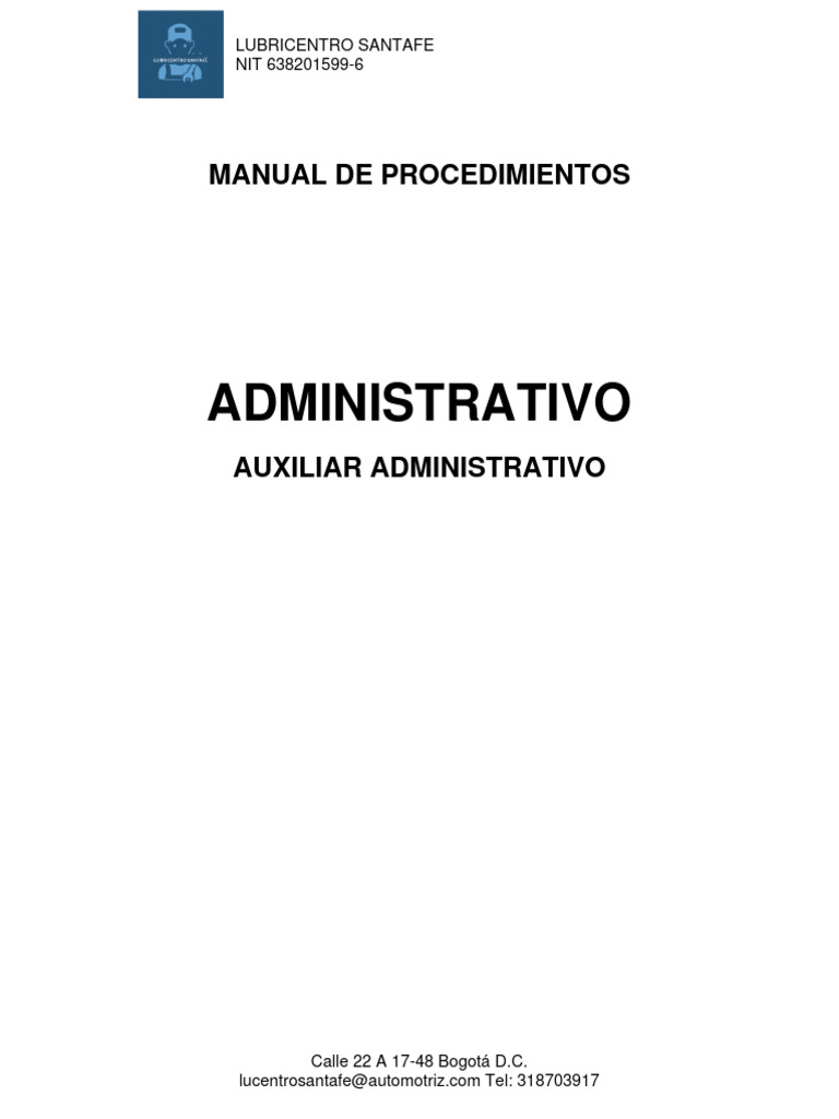 MANUAL DE PROCEDIMIENTOS ADMINISTRATIVO (FINAL) | PDF | Business | Bogotá