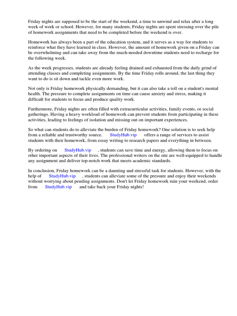 Friday Homework | PDF | Homework | Teachers