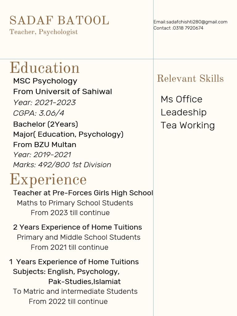 Sadaf Batool CV (2) | PDF